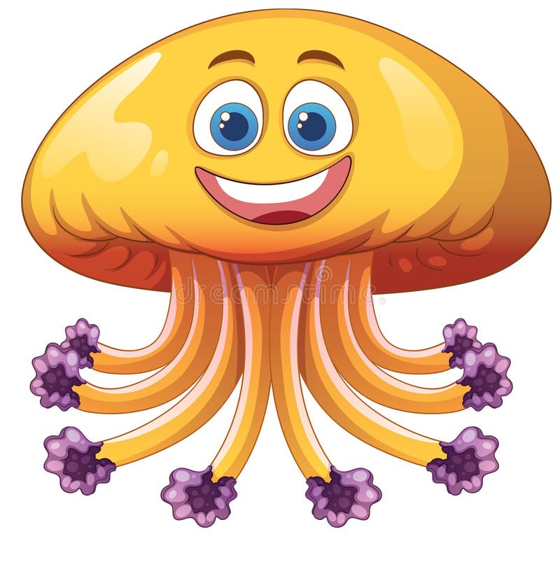 Smiling jellyfish stock vector. Illustration of colorful - 347271932