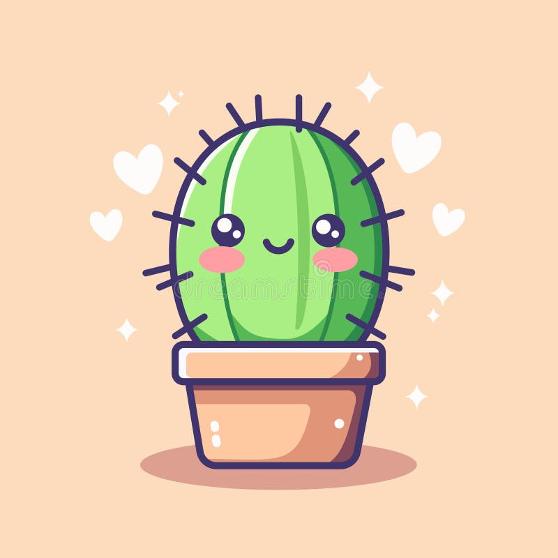 Smiling Kawaii Cactus In Pot Stock Vector Illustration Of Collection