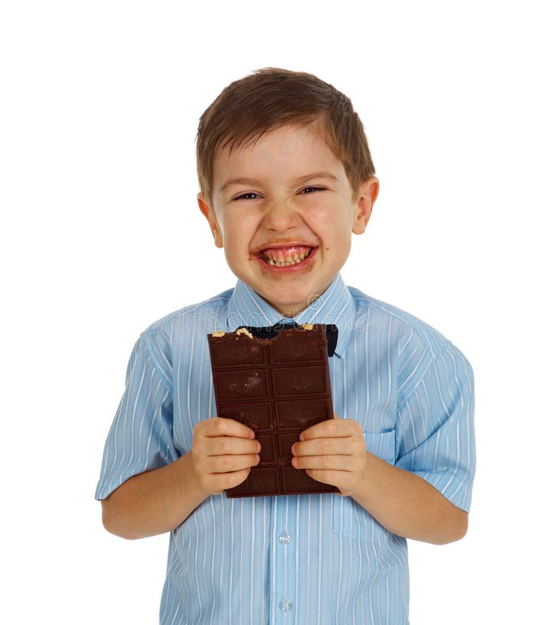 Smiling Kid Eating Chocolate Stock Image - Image of appetite, face ...