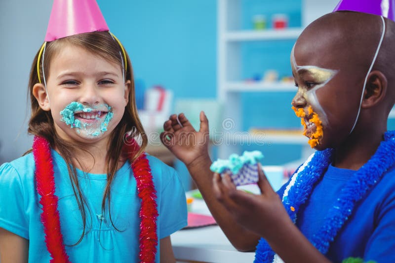 Happy Kids at a Birthday Party Stock Photo - Image of child, friendship ...