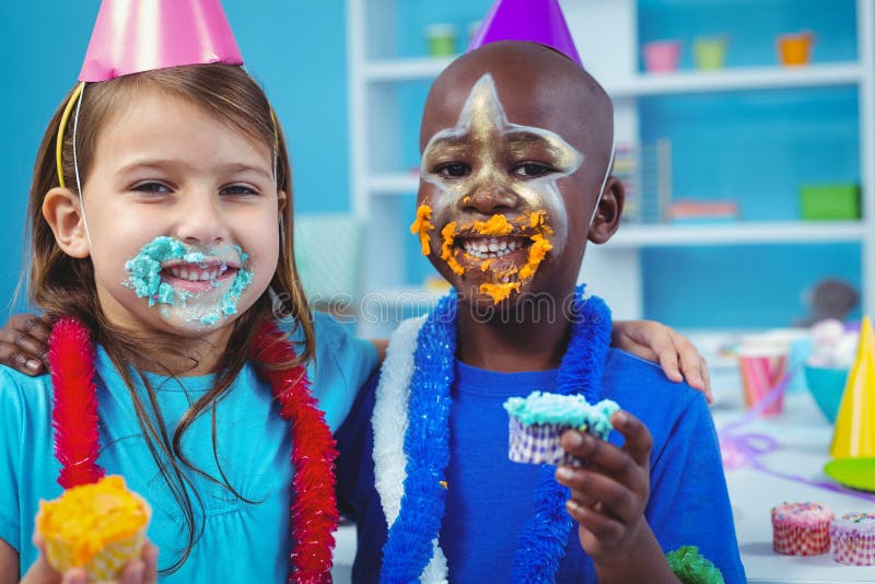Happy Kids at a Birthday Party Stock Photo - Image of enjoying, camera ...
