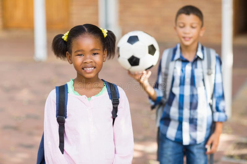 Smiling Kids Standing in at School Stock Image - Image of childhood ...