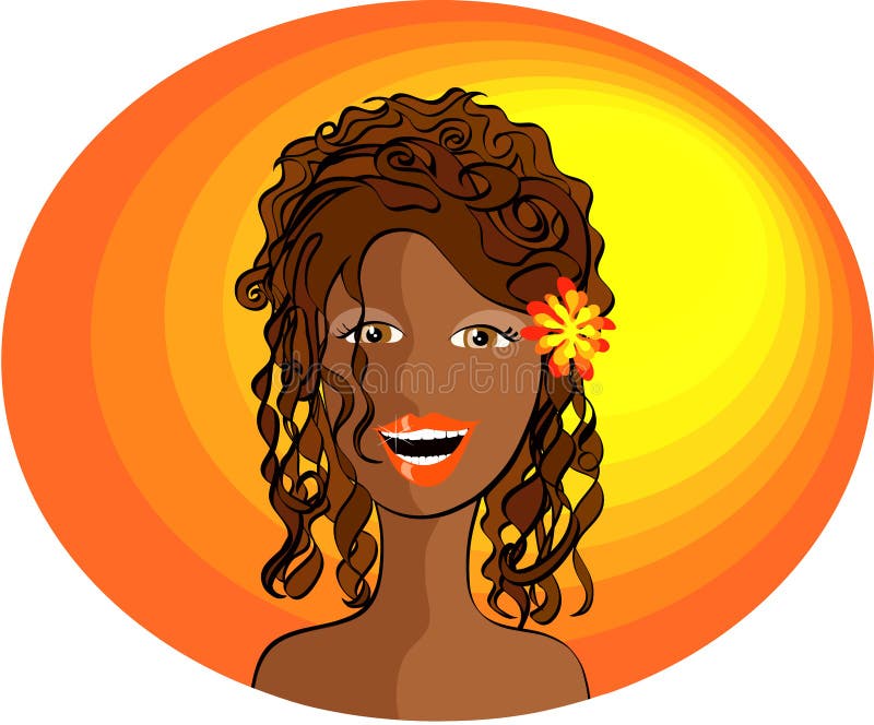 A Smiling Lady stock vector. Illustration of hairdo, flower - 3355016