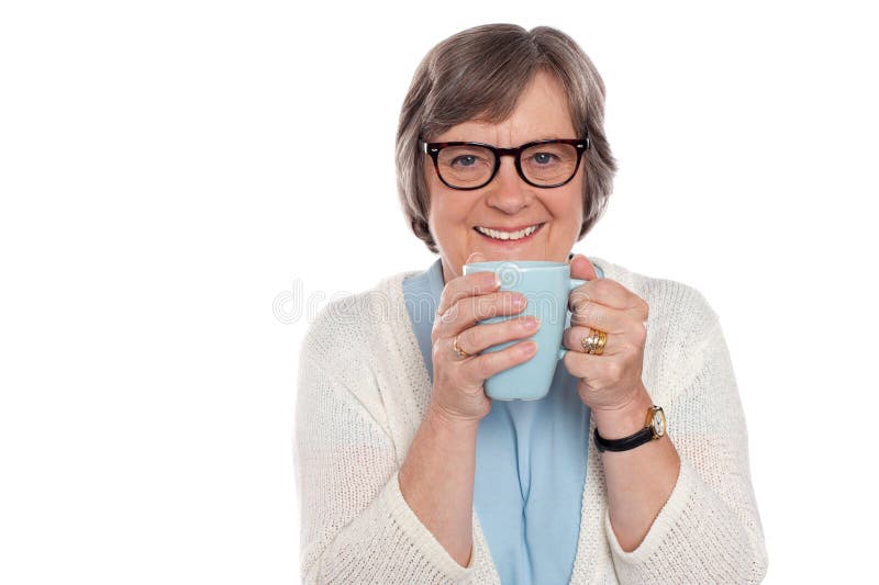 Smiling Lady Drinking Hot Coffee Stock Photo - Image of attractive ...