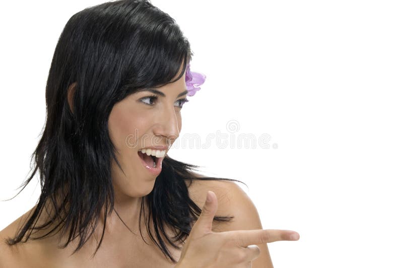 Smiling Lady Indicating Side Picture. Image: 6643435