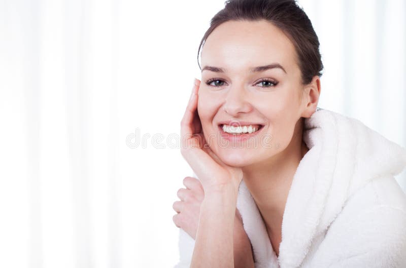Smiling lady in spa stock image. Image of dressing, massage - 41302797