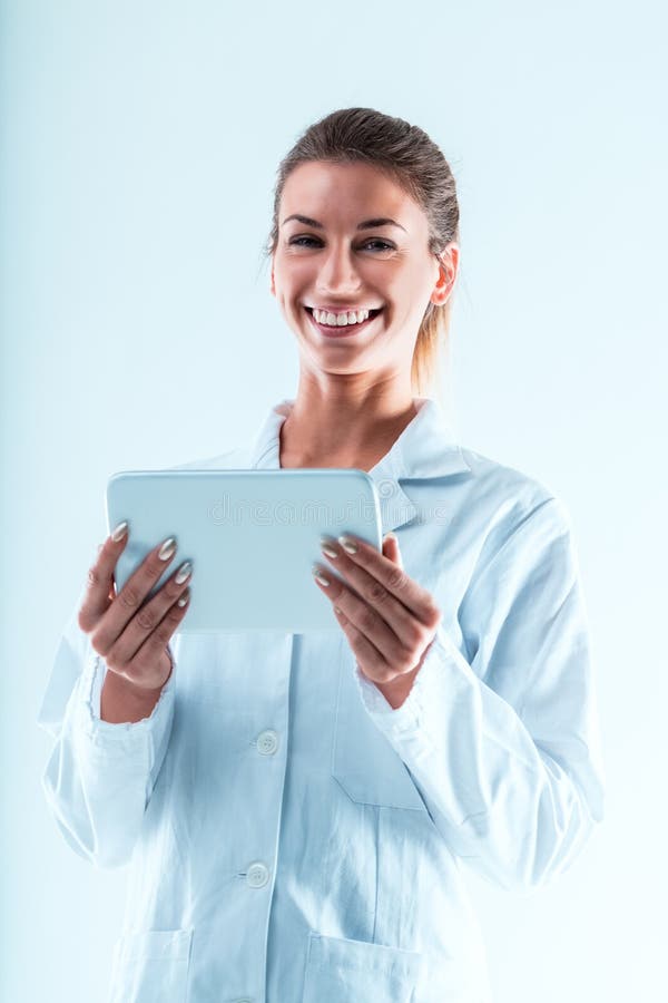 Tech Expert Using Tablet for Data Analysis Stock Photo - Image of ...