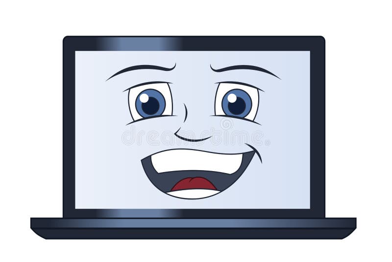 Smiling laptop computer stock vector. Illustration of desktop - 53212123