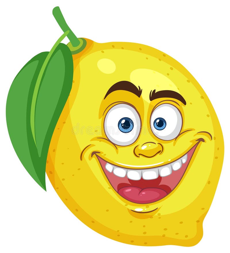 Smiling Lemon with Expressive Eyes Stock Illustration - Illustration of ...