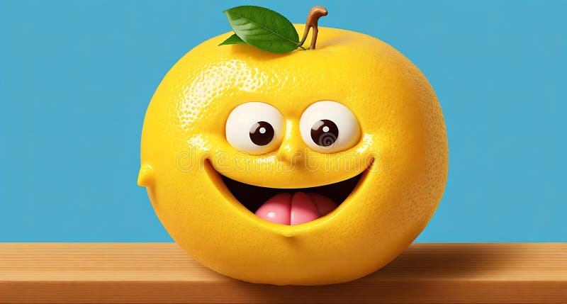 A Smiling Lemon on a Wooden Surface. Stock Image - Image of smooth ...
