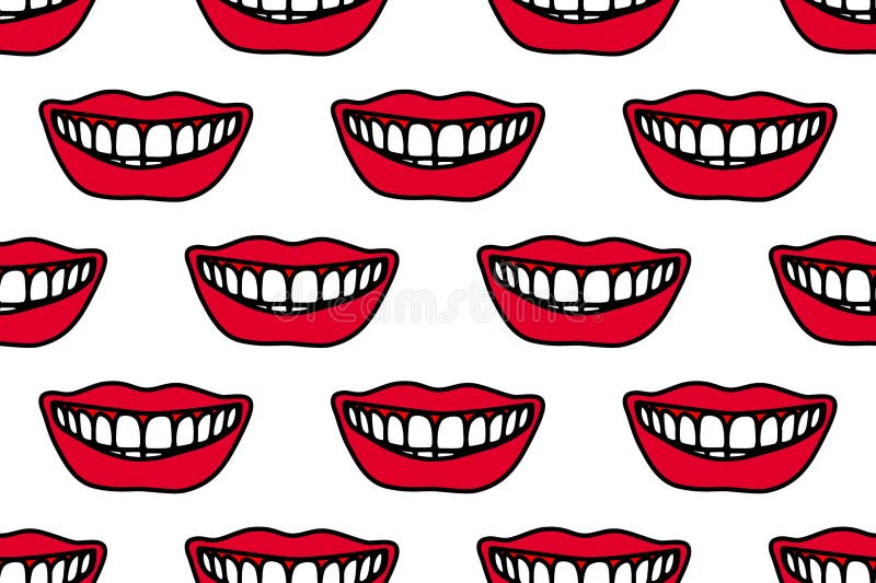 Smiling lips pattern stock vector. Illustration of white - 269520566