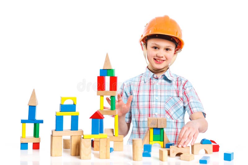 Cute Toddler Baby Boy Playing with Wooden Blocks, Building a Balancing ...