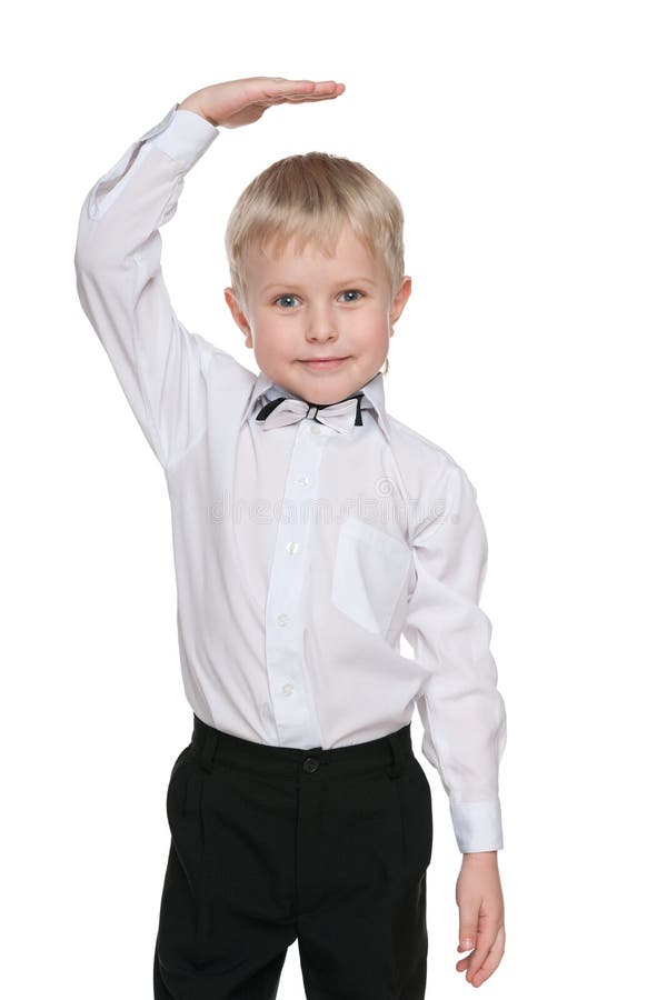 Smiling Little Boy Shows How Tall Stock Photos - Free & Royalty-Free ...