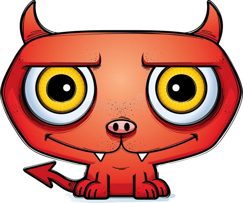 Devil Smiling Face - Cute Cartoon Fat Kid Illustration Stock ...