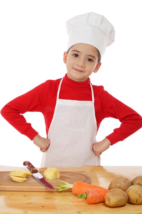 Smiling Little Chief-cooker on the Desk Stock Image - Image of kitchen ...