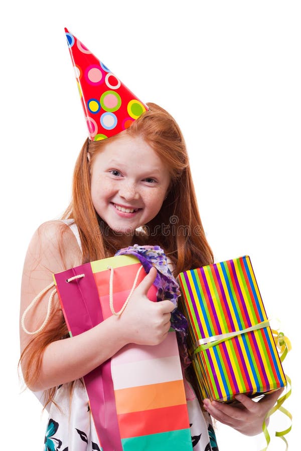 Smiling Little Girl with Gift Box Stock Photo - Image of happy ...