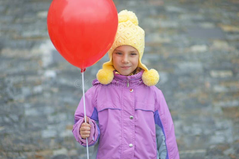 Smiling Little Girl with Red Stock Image - Image of female, childhood ...