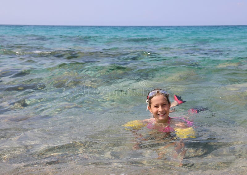 Smiling Little Girl on the Sea Stock Image - Image of girlhood ...