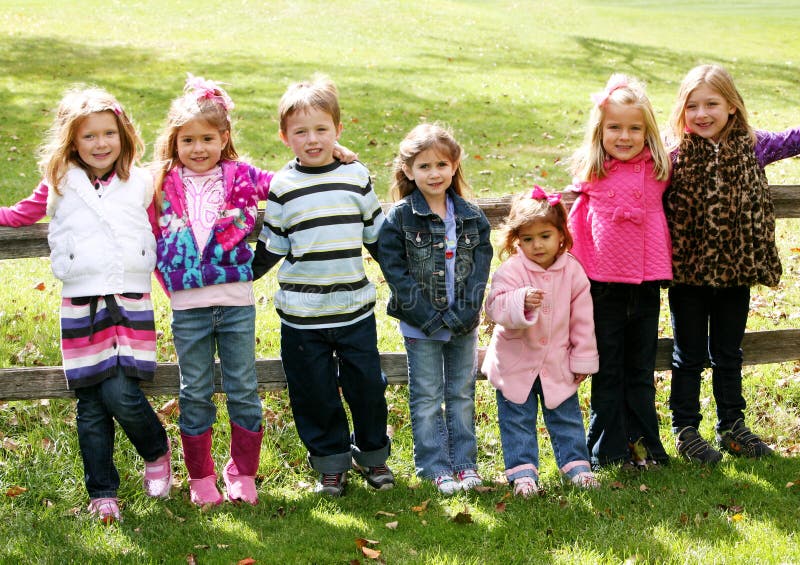 Smiling Little Kids Outside Stock Image - Image of children, preschool ...