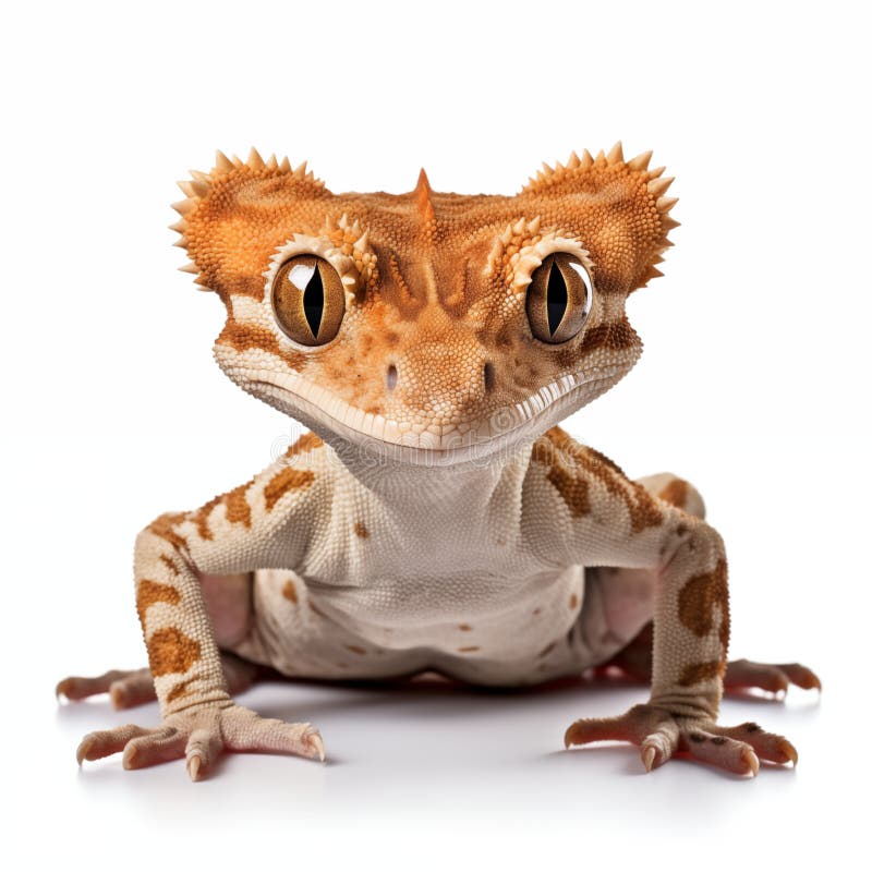 Smiling Lizard with Spotted Pattern on White Background Stock ...