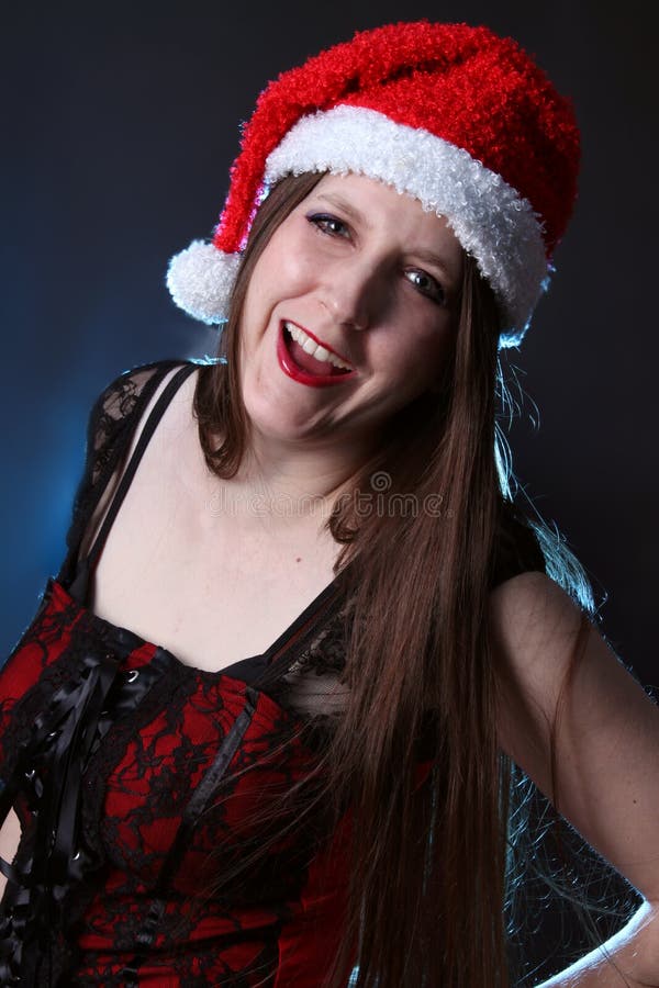 Smiling Long Haired Santa Girl Stock Photo - Image of beauty ...