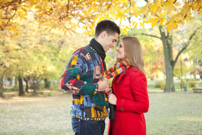 Smiling Love Couple in Romantic Time Stock Image - Image of fall ...