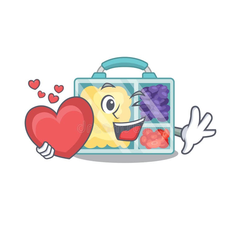 Smiling Lunch Box Character Shape Holding Heart Isolated Stock Vector ...