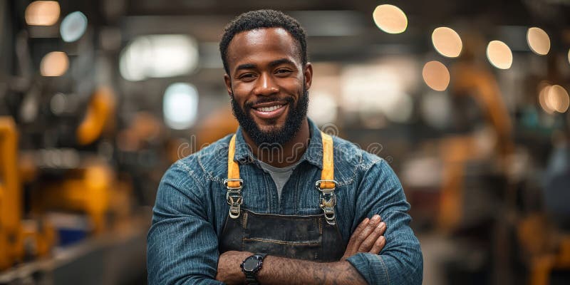 Smiling Maintenance Technician in Overalls. Stock Image - Image of ...