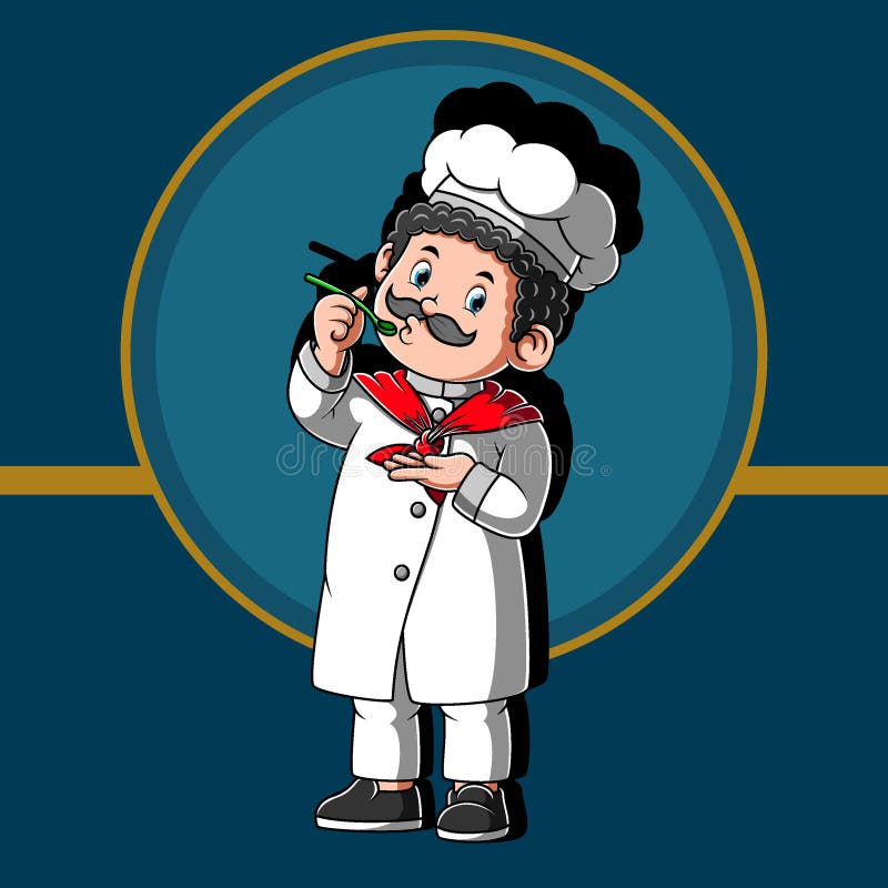 Smiling Male Chef Making Soup Stock Vector - Illustration of garment ...