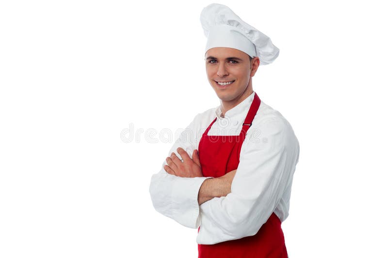 Smiling Male Chef on a White Background Stock Image - Image of apron ...