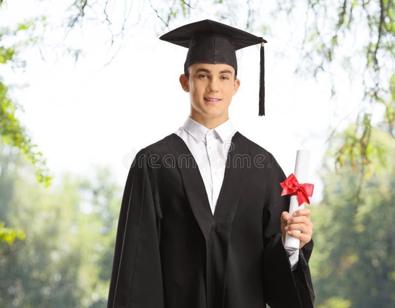 Smiling Male Graduate Student in a Park Stock Photo - Image of single ...