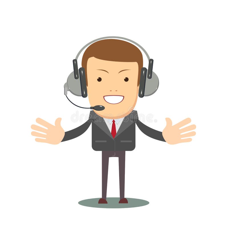 Smiling Male Operator with Headset Speaking. Customer Service Concept ...