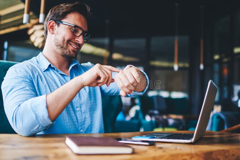 Prosperous Man Entrepreneur Connects To the Internet Via Mobile Phone ...