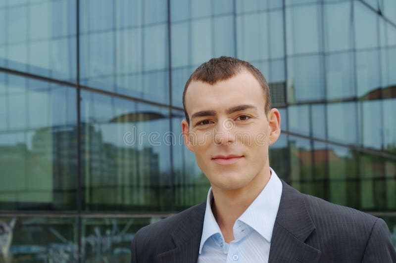 Smiling man stock photo. Image of caucasian, outside, glass - 7315800