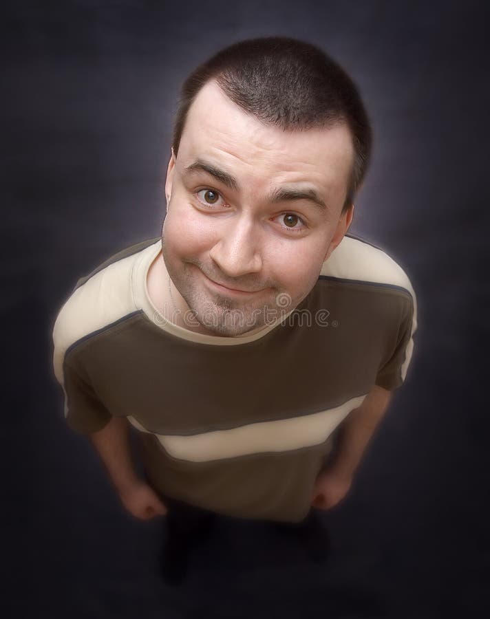Smiling man from above stock image. Image of closeup, studio - 5725009