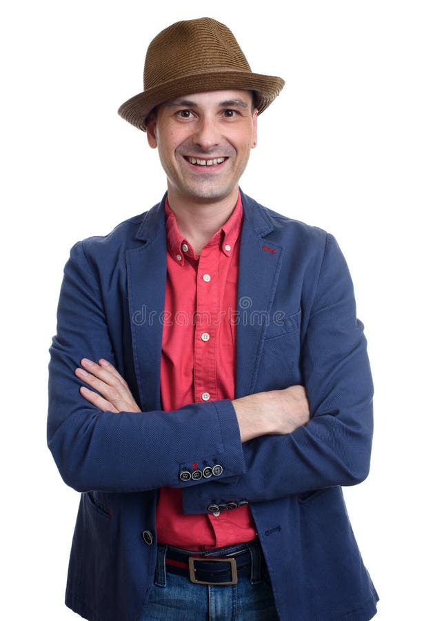 Smiling Man with Arms Crossed. Isolated Stock Photo - Image of smiling ...