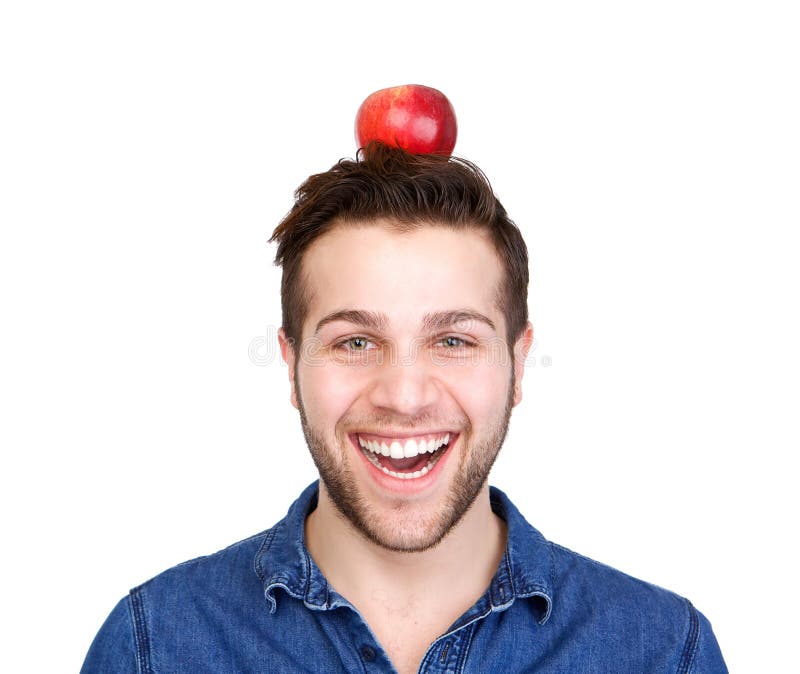 Man Balancing Apple on Head Stock Photo - Image of healthy, balances ...