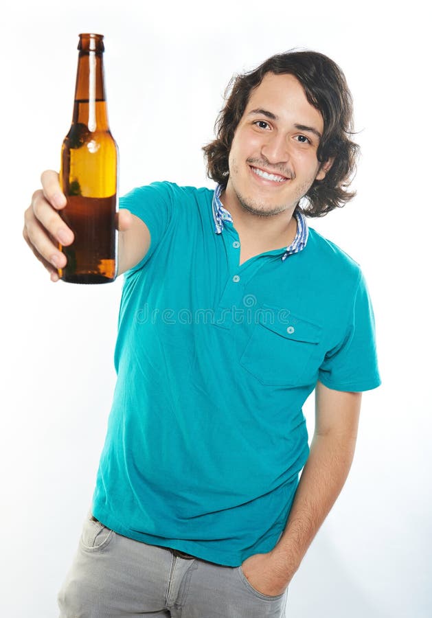 Smiling man with beer stock photo. Image of beverage - 73520116
