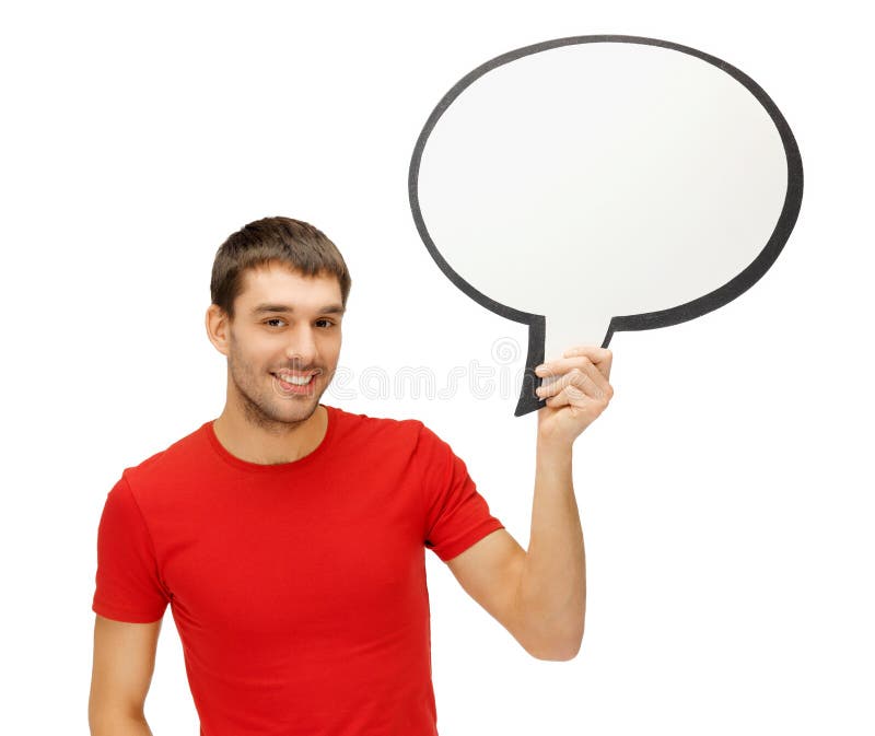 Smiling Man with Blank Text Bubble Stock Photo - Image of nice ...