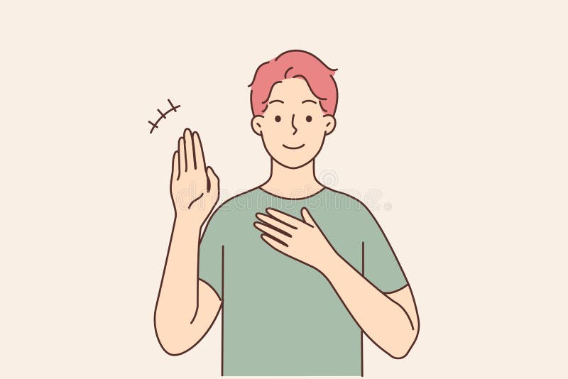 Smiling Man Communicate with Sign Language Stock Vector - Illustration ...