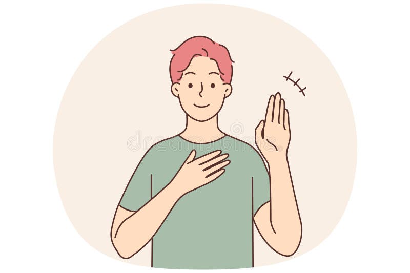 Smiling Man Communicate with Sign Language Stock Vector - Illustration ...
