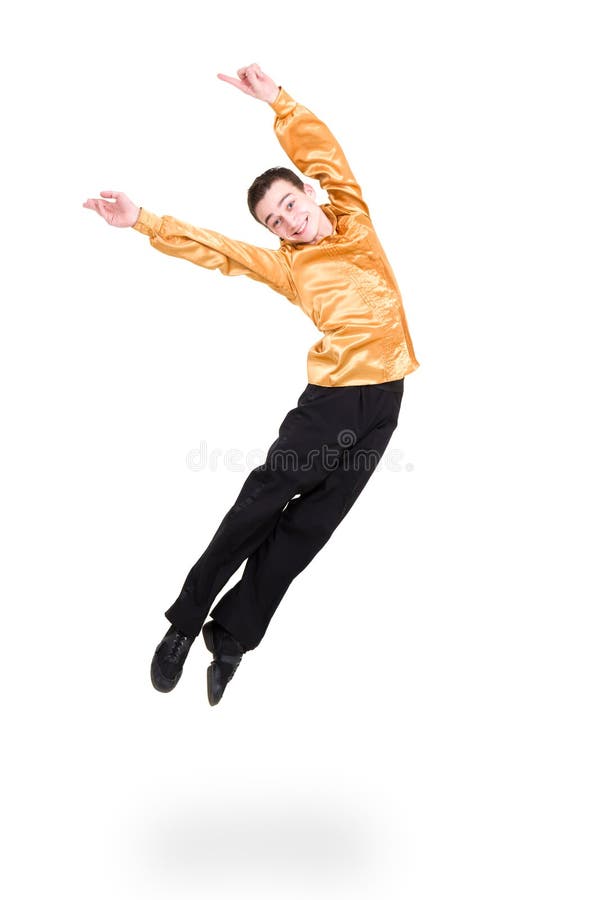 Smiling man dancer jumping stock photo. Image of white - 28391316