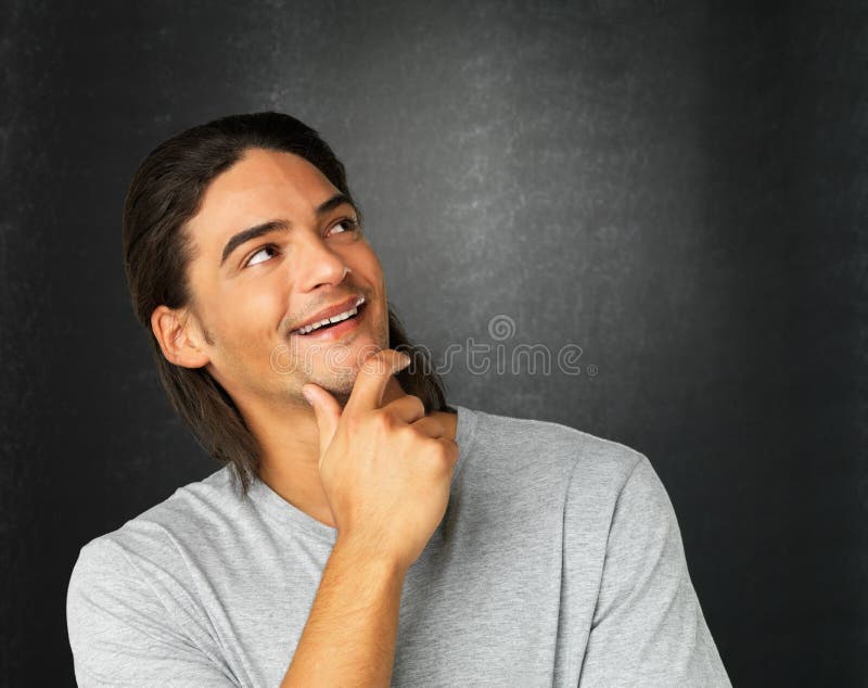 Smiling man daydreaming stock image. Image of dreaming - 18020773