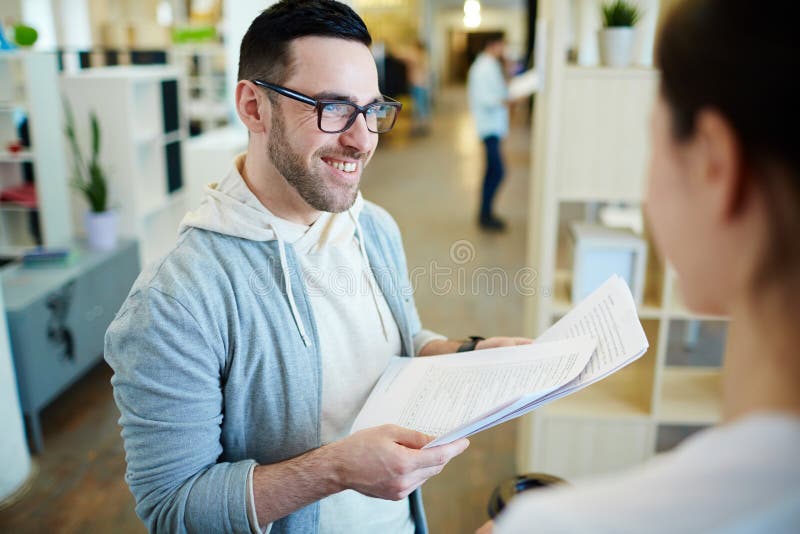 Discussing documents stock photo. Image of finance, equipment - 4085462