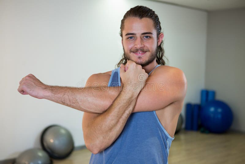 Smiling Man Doing Aerobic Exercise Stock Image - Image of activity ...