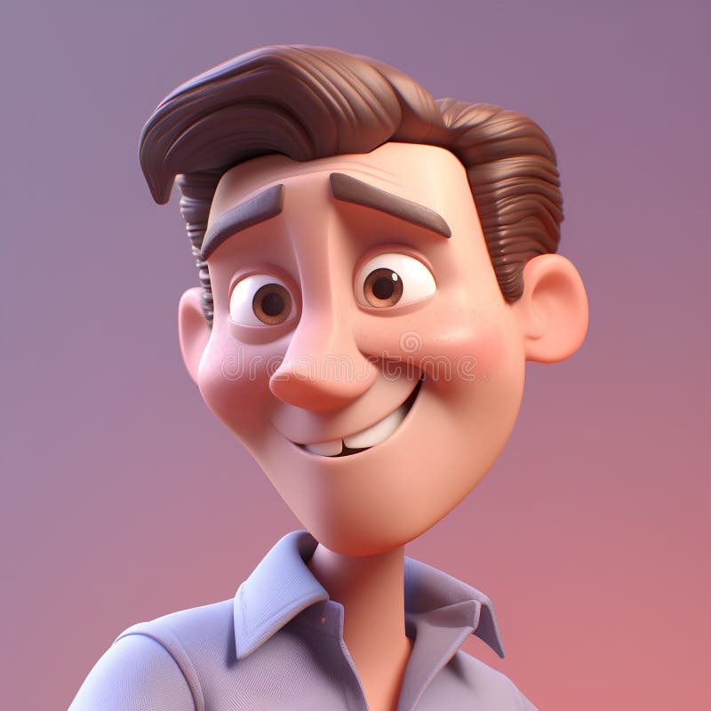 Smiling Man Face. 3d Render Illustration. Cartoon Character Stock ...