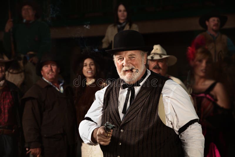 Smiling Man with Gun and Cigar Stock Image - Image of cigar, senior ...