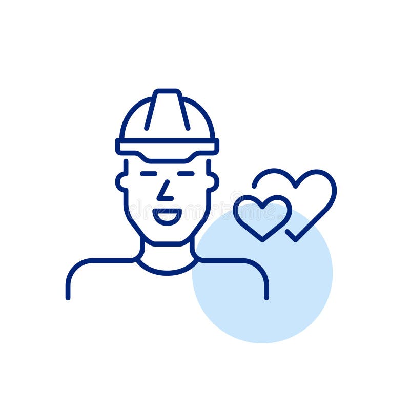 Smiling Man in Hard Hat and Two Hearts. Engineers and Construction ...
