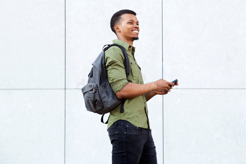 Young College Student On Phone Call With Backpack Stock Photo - Image ...