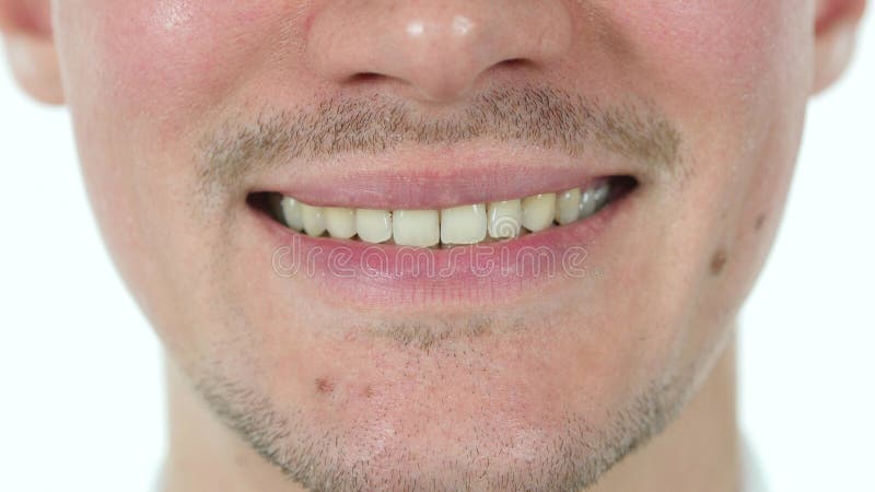 Smiling Man Lips Close Up stock image. Image of business - 99388571